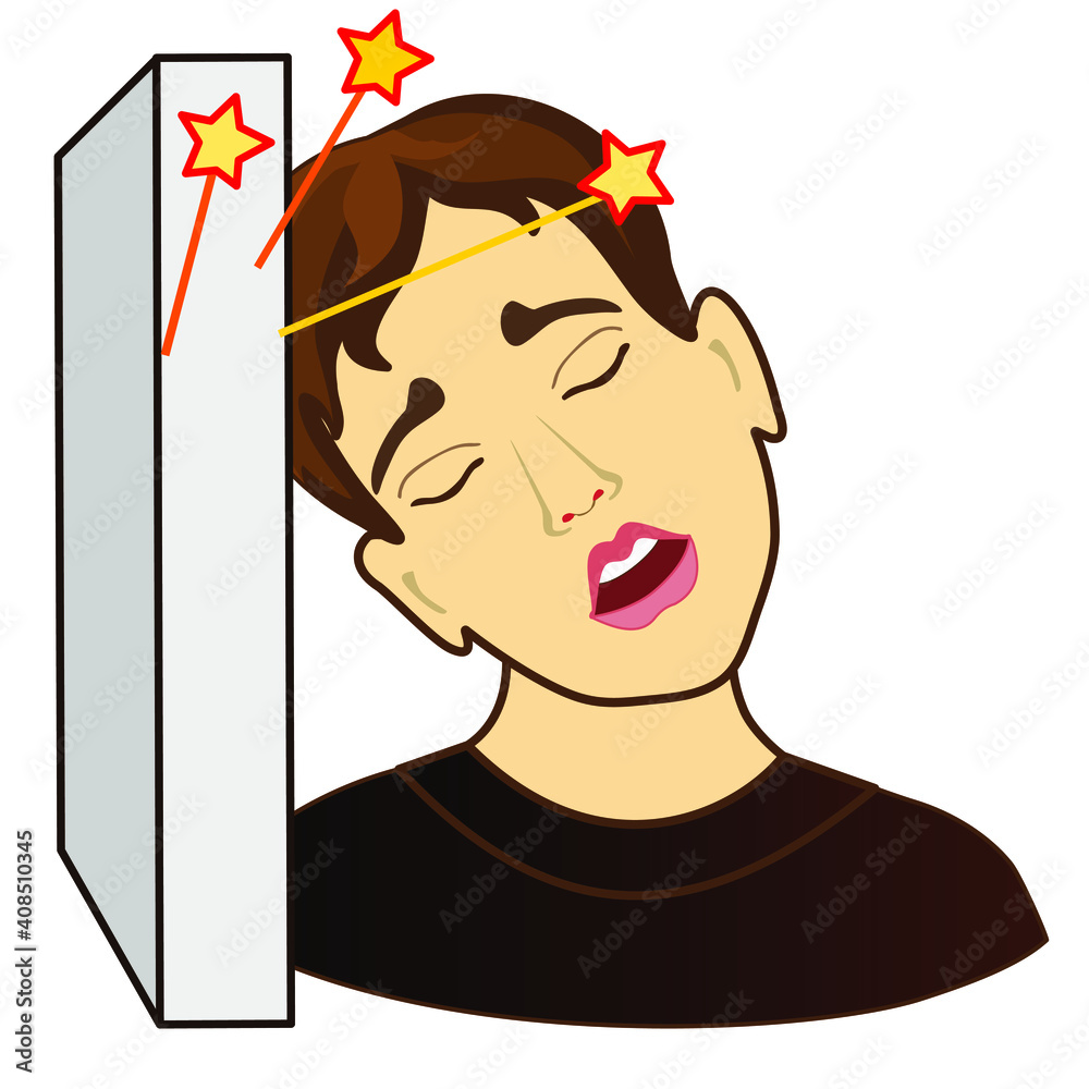 man that is banging his head against the wall, simple colored emoticon ...