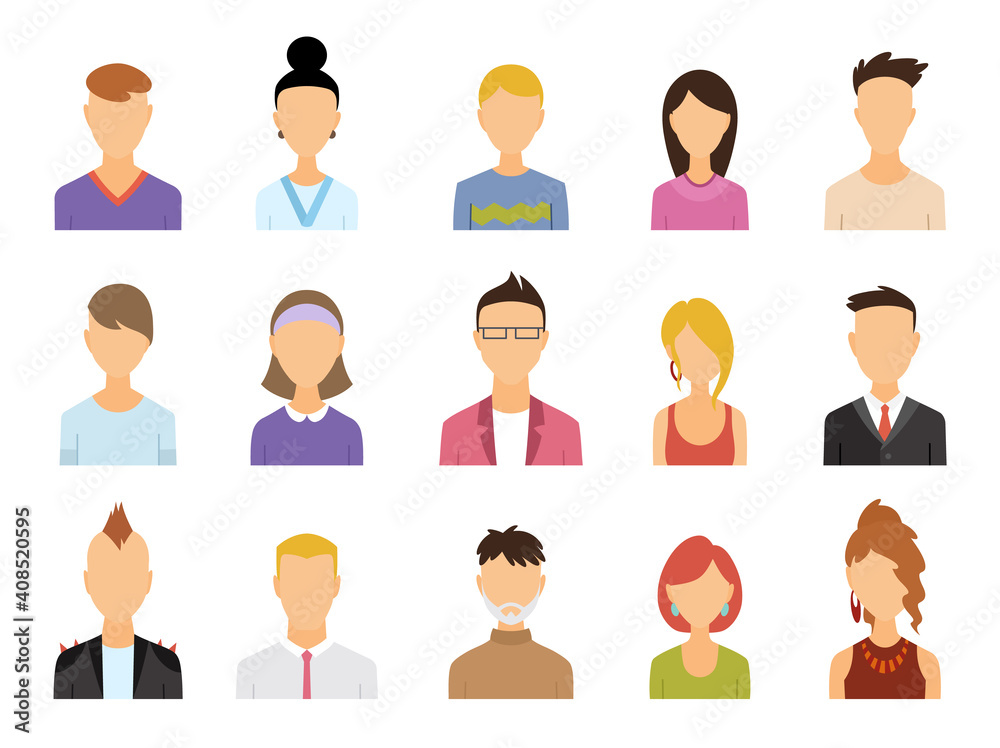 Set of Avatar Color Icons - Illustration. people symbols. Stock ...