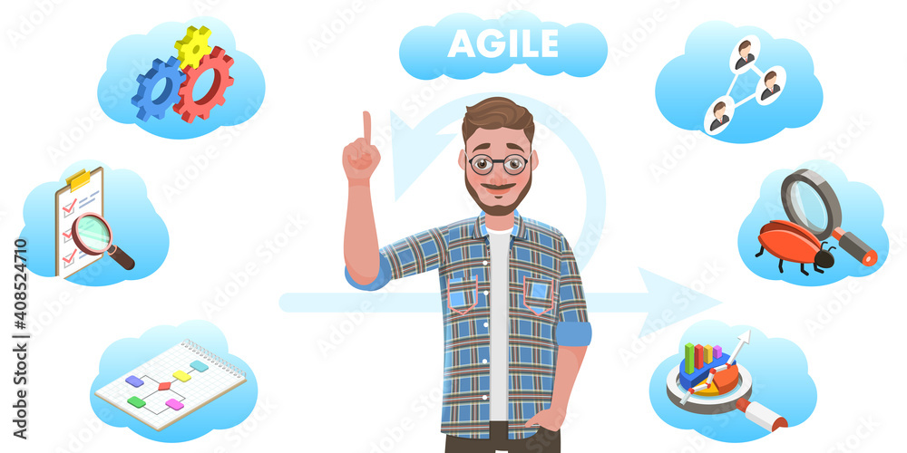 3D Vector Conceptual Illustration of Agile Software Development ...