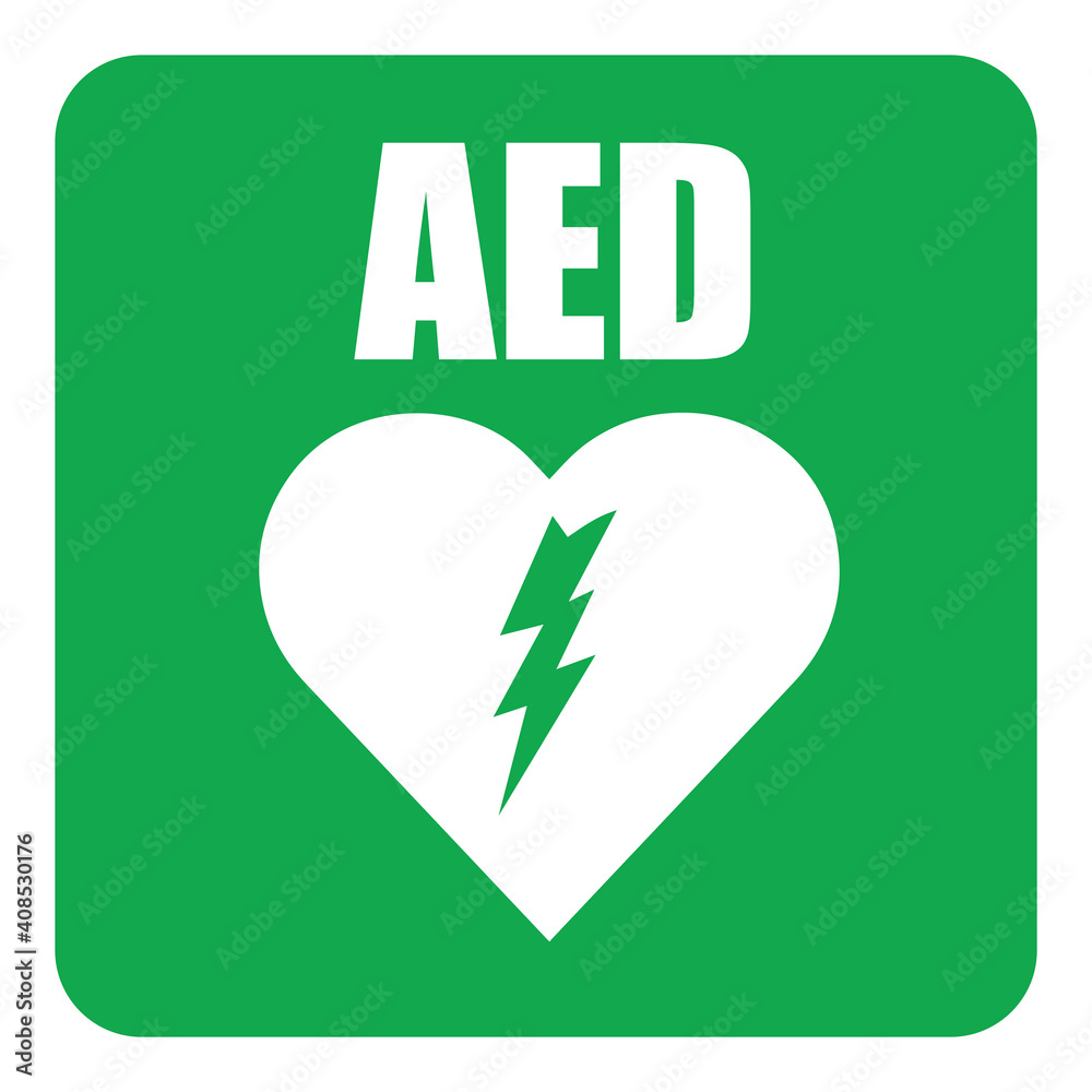 AED,automated external defibrillator / aed sign with heart and ...