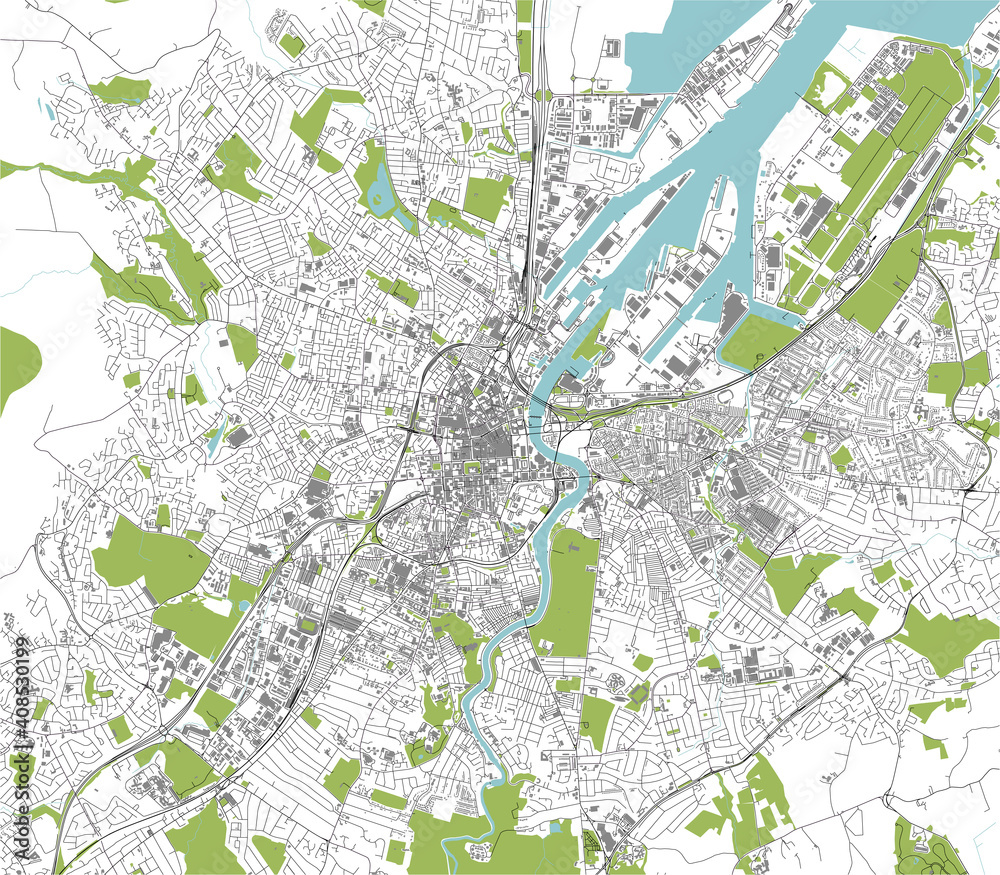 map of the city of Belfast, Northern Ireland, UK Stock Vector | Adobe Stock