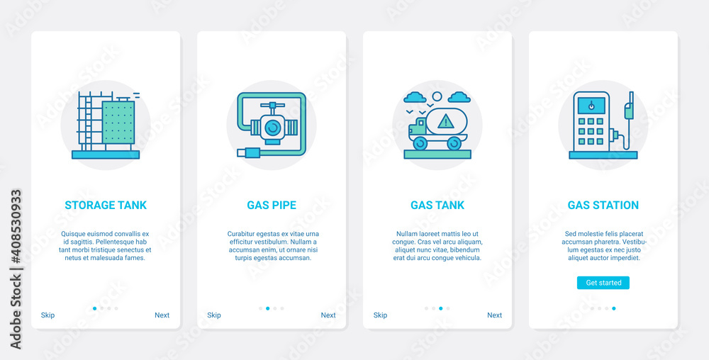 Gas tank storage, transportation technology vector illustration. UX, UI ...