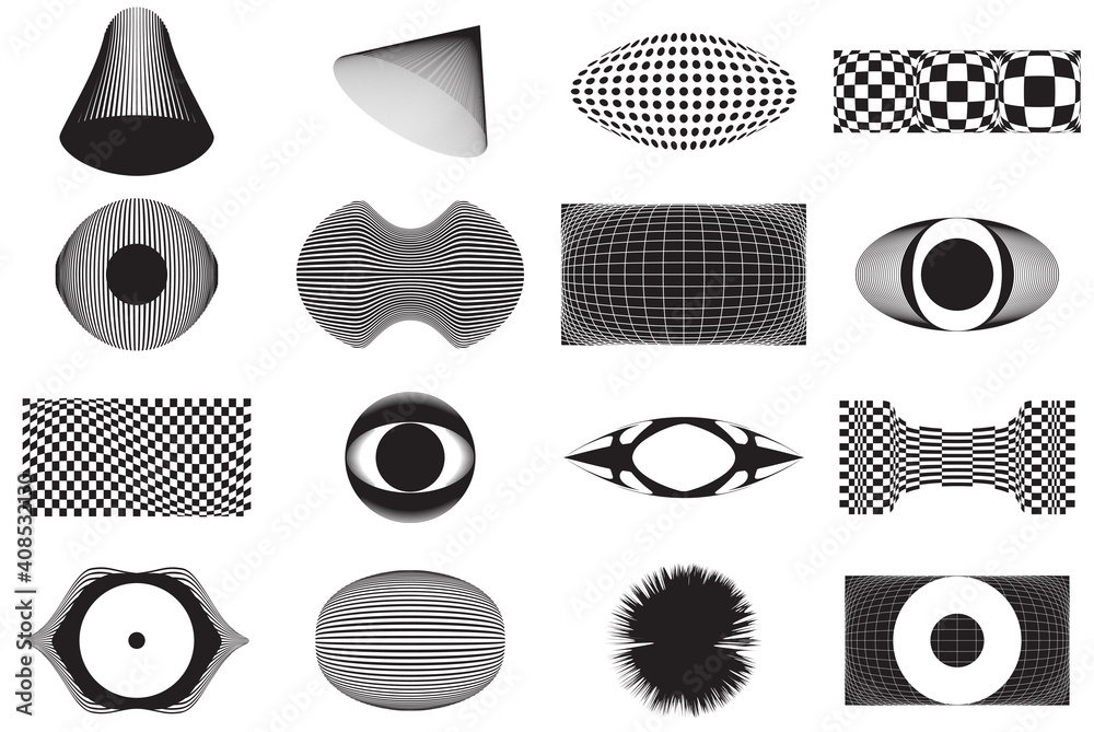 Abstract Geometric Shapes Set with Transition Effect Stock Vector ...