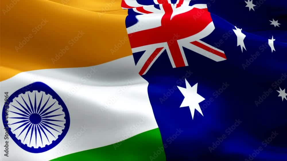 Indian and Australian flag waving video in wind footage Full HD. Indian ...