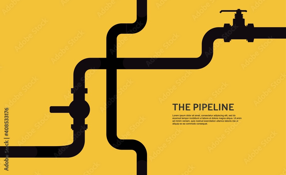 Web banner template. Industrial background with yellow pipeline. Oil ...