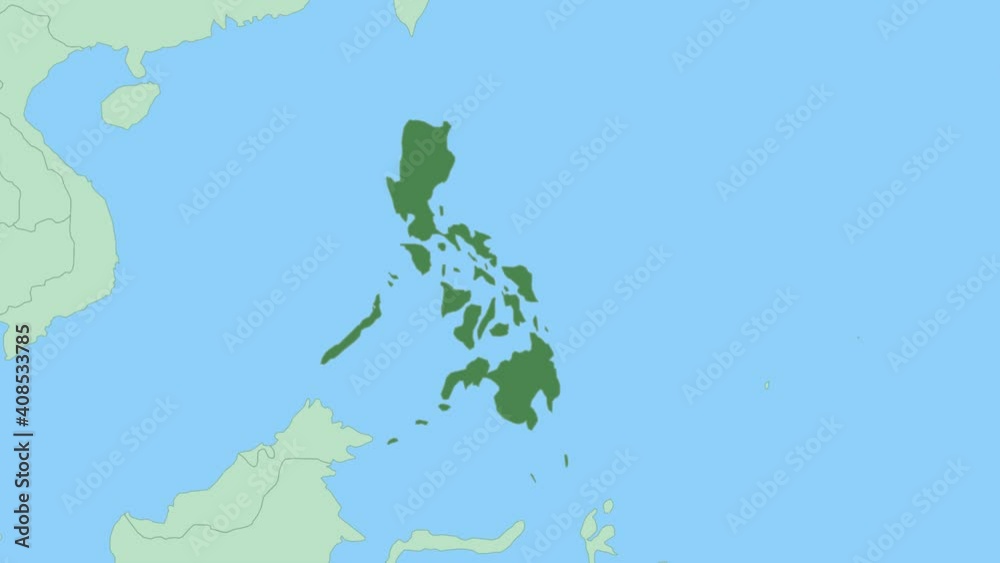 Map of Philippines with pin of country capital. Philippines Map with ...