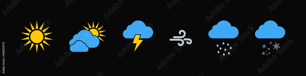 Weather vector icons collection. Weathers icons. Weather forecast sign ...
