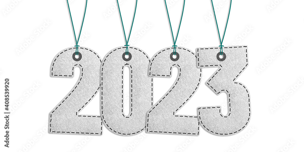Year 2023 Lettering - Realistic Stitched Felt 3D-Illustration ...