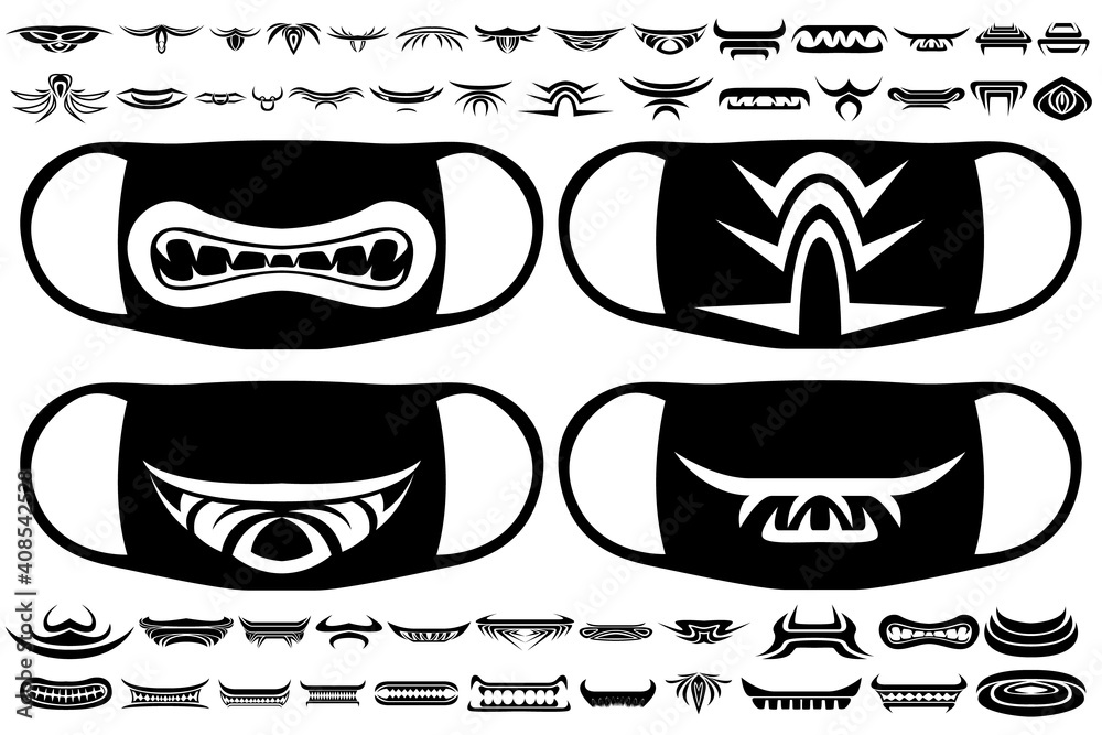 A large set of stylized images of lines and geometric shapes. Vector ...