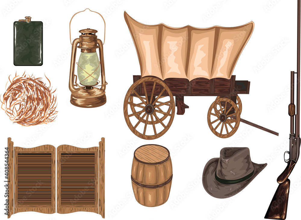Wild west icons - big vetor set Stock Vector | Adobe Stock