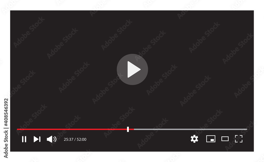 Video player interface isolated on white background. Video streaming ...