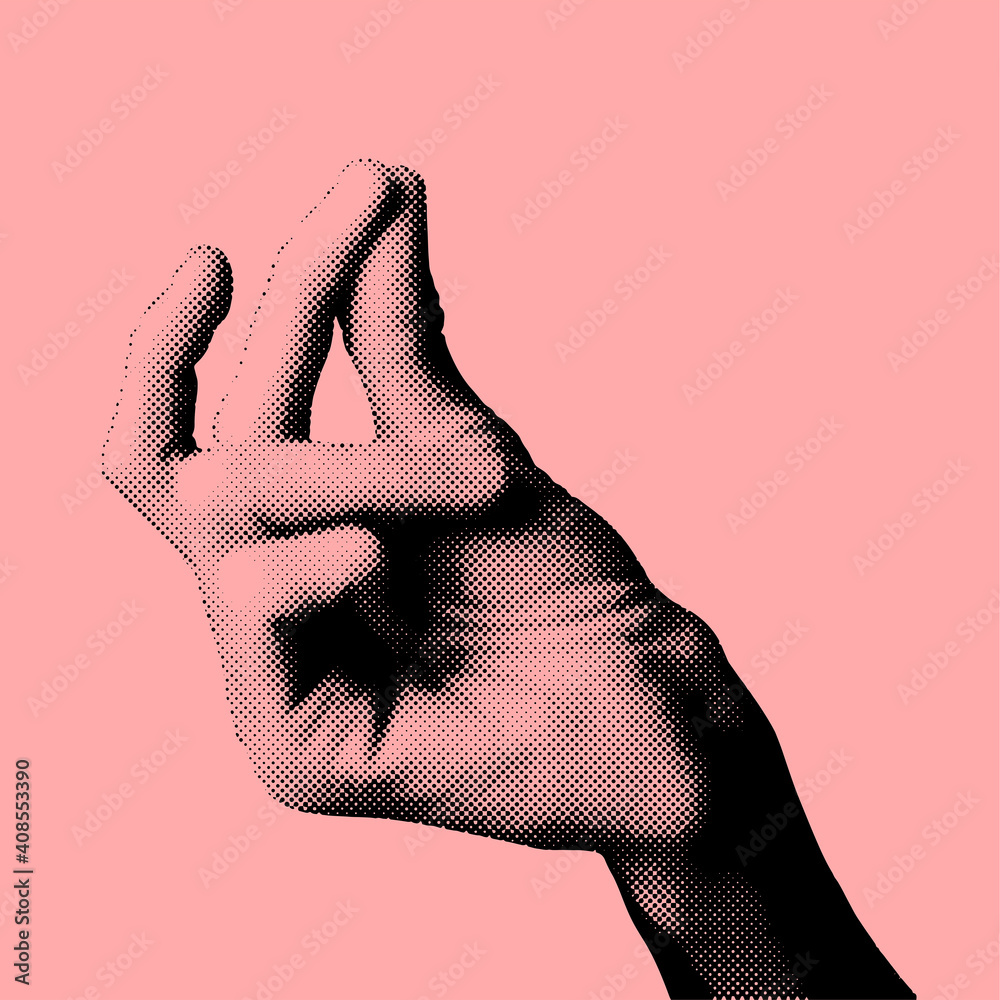 Abstract hand gesture vector shape illustration with snapping fingers ...