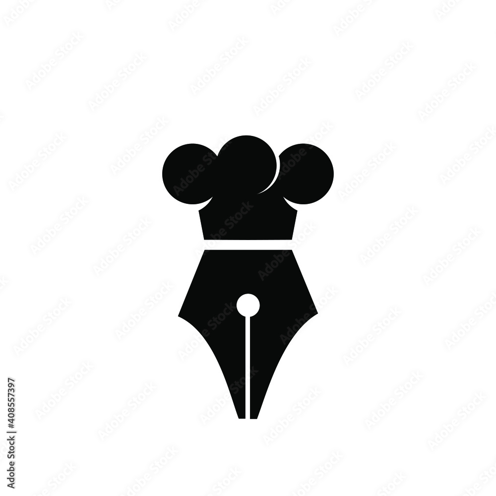 Chef hat with pen vector logo icon illustration design, suitable for ...