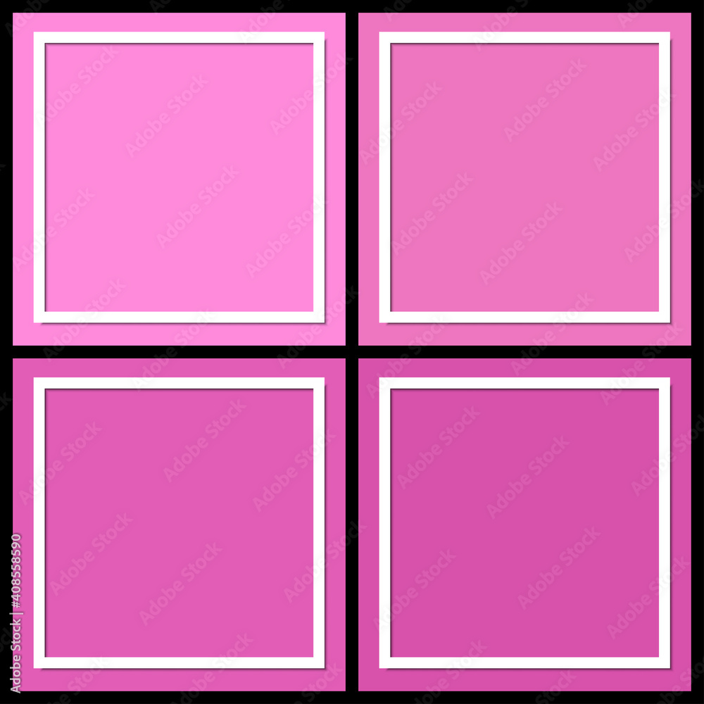 Pink square frame set. Simple border design great for valentine card or ...