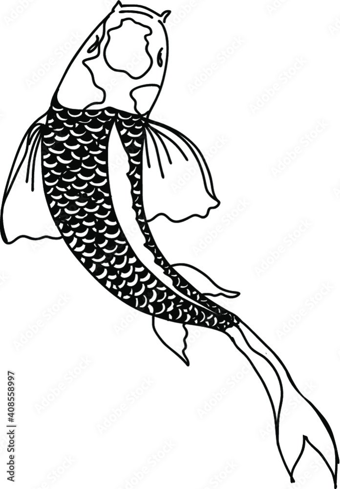 hand drawn and doodle art Koi fish for Japanese tattoo.koi carp isolate ...