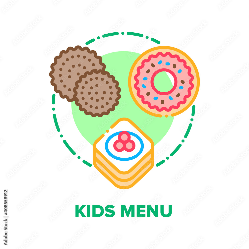 Kids Menu Cafe Vector Icon Concept. Delicious Dessert Menu For Children ...