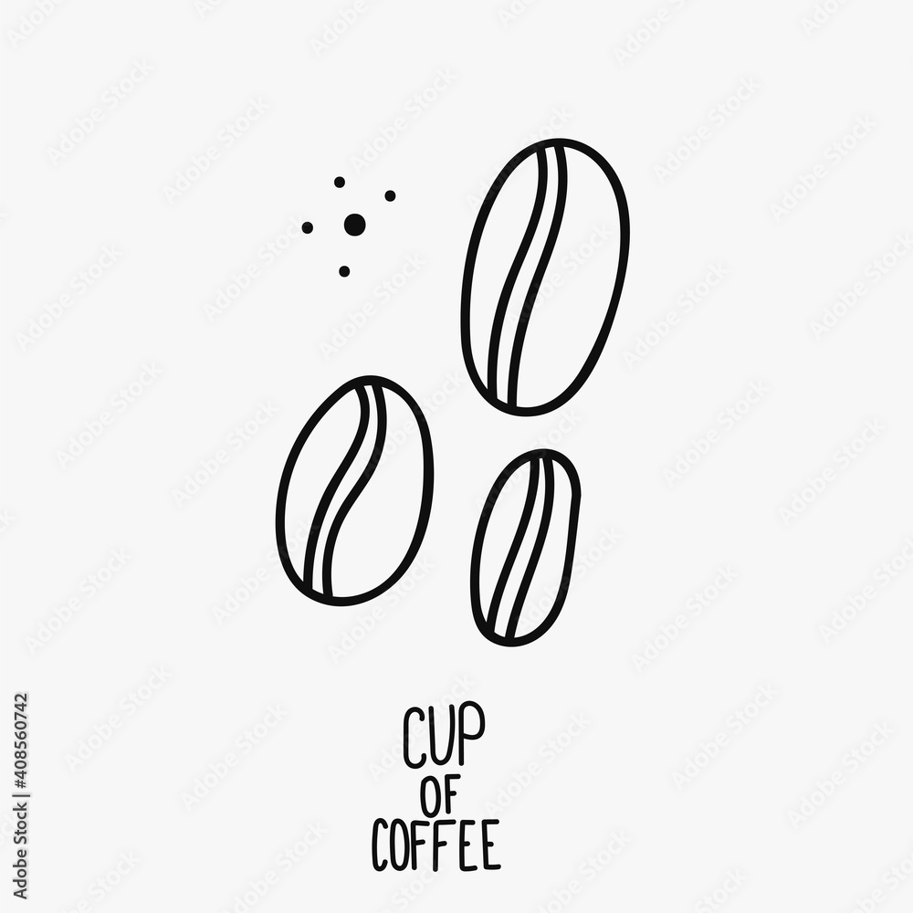 Coffee grain linear black icon vector for cafe and restaurant. Coffee ...