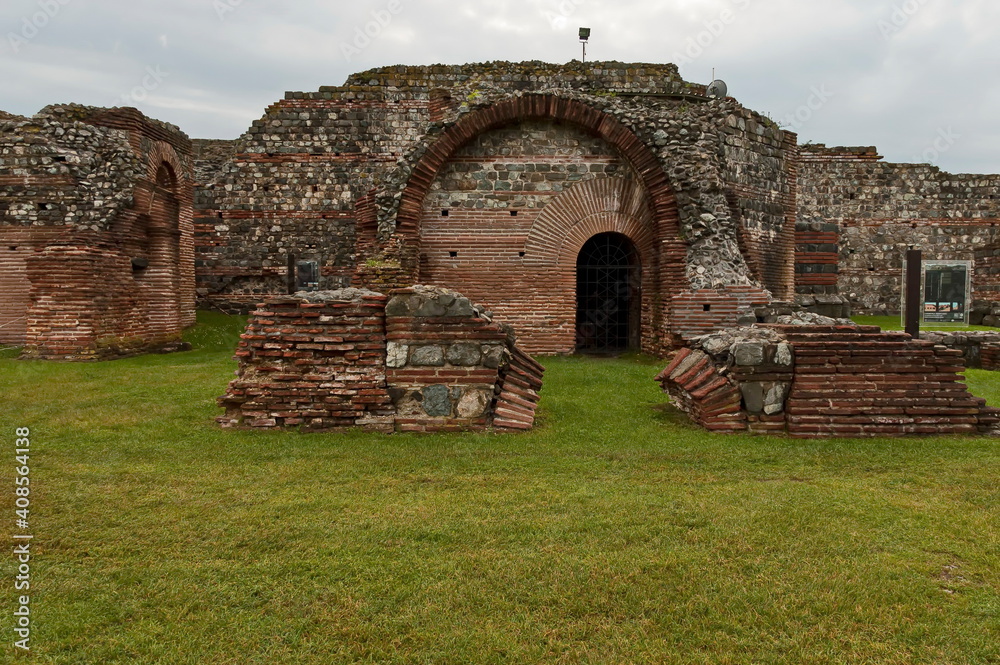 Ancient buildings on the inside of the main entrance of ancient Roman ...