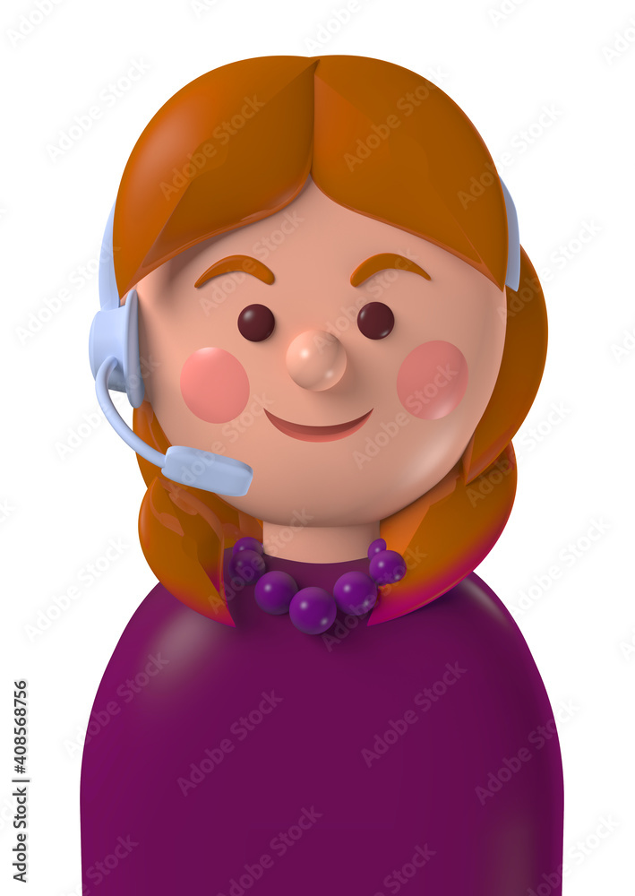Cartoon character 3d avatar caucasian female client service ilustración ...