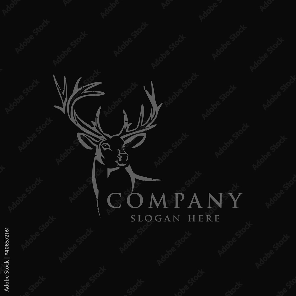 Deer Head Logo Design Premium Stock Vector | Adobe Stock