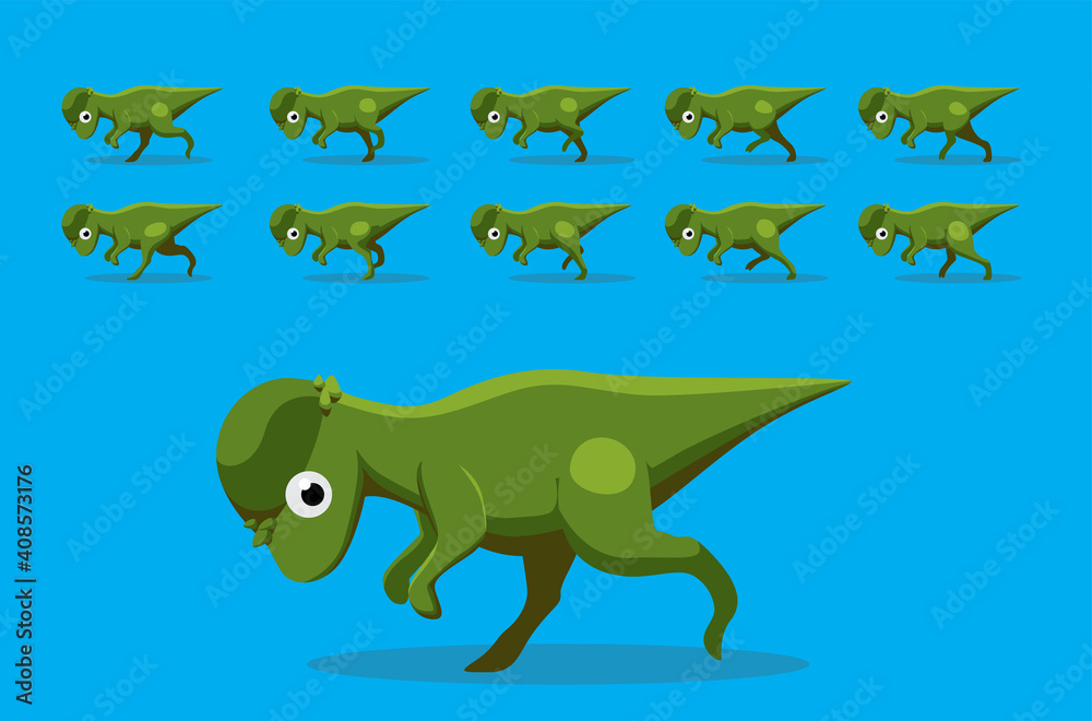 Animal Animation Sequence Dinosaur Pachycephalosaurus Running Cartoon ...