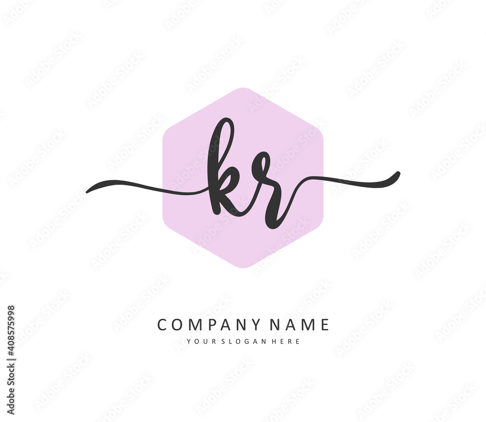 KR Initial letter handwriting and signature logo. A concept handwriting ...