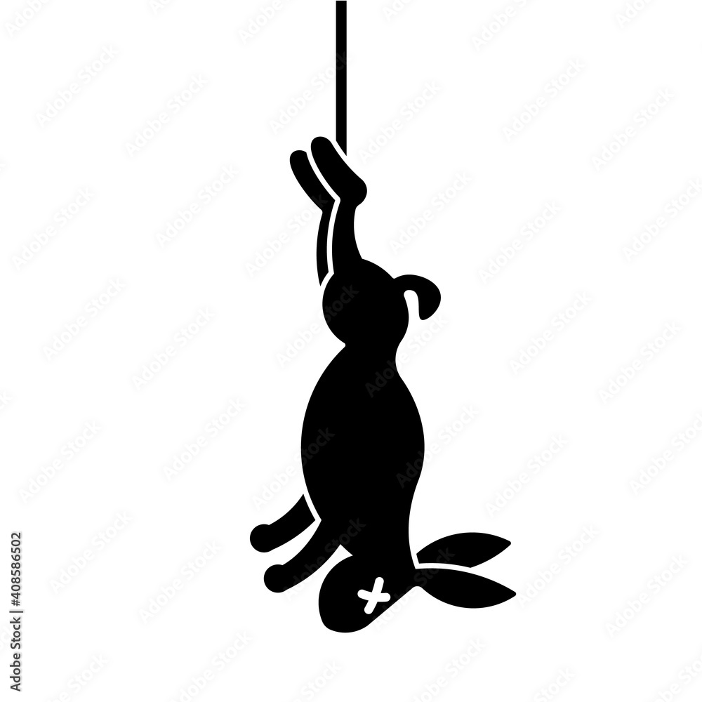 Dead rabbit silhouette icon. Clipart image isolated on white background ...