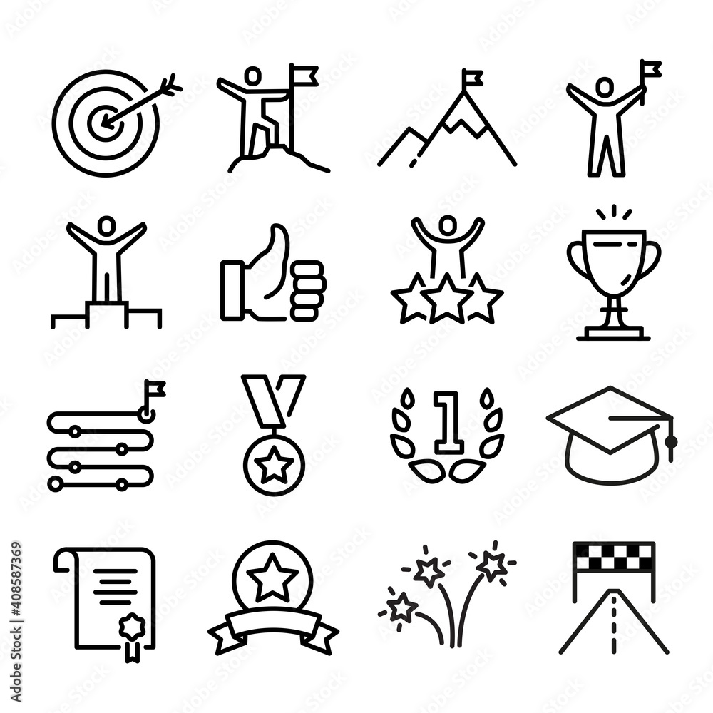 Achievement and Success Icons Stock Vector | Adobe Stock