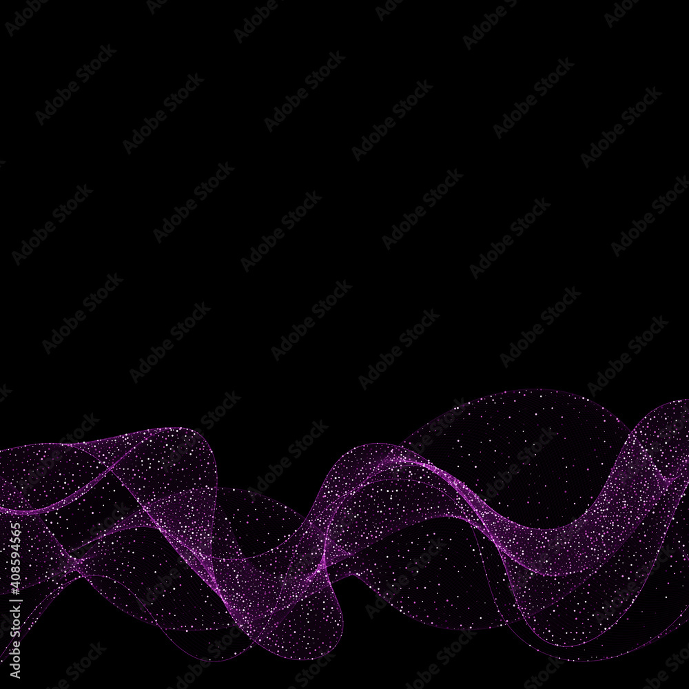 purple, glittering magic vector waves with gold particles isolated on ...