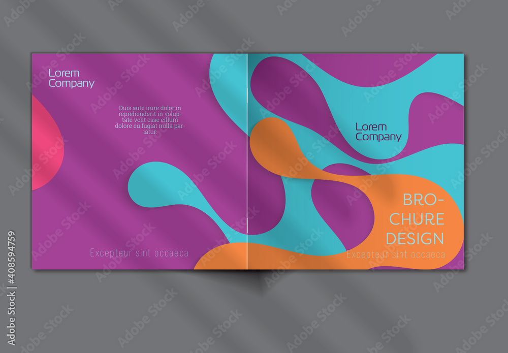 Brochure Cover Layout with Paper Cut Wavy Overlapping Shapes Stock ...