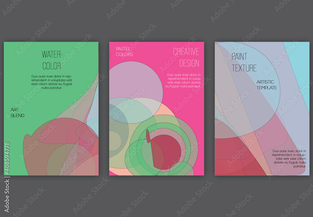 Flyer Layout with Abstract Overlapping Pastel Transparent Shapes Stock ...