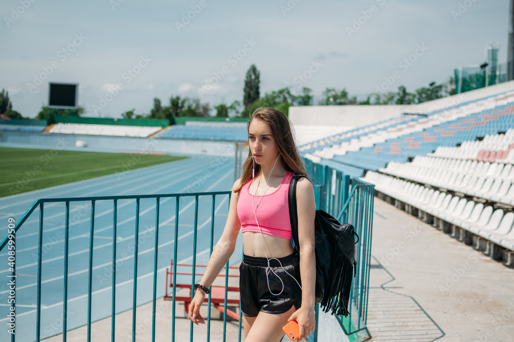 Teen Fitness, Physical activity for teenagers. Young sporty girl having ...