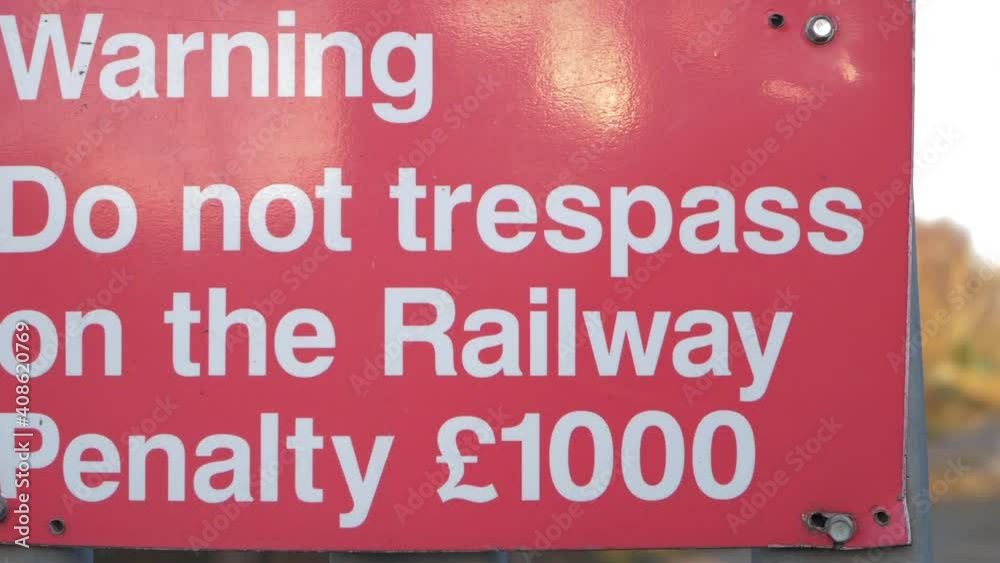 Trespass on railway line warning Stock ビデオ | Adobe Stock