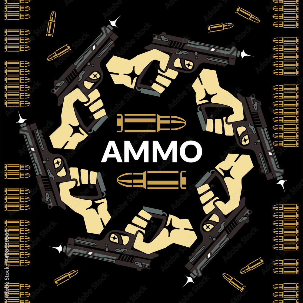 Poster Aiming gun karma cycle of death and life, conceptual vector ...