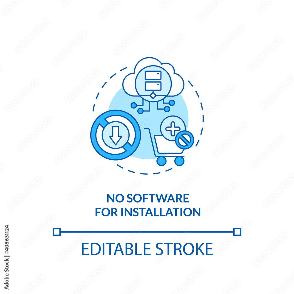 No software for installation concept icon. SaaS benefit idea thin line ...