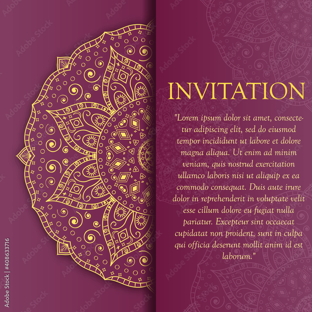 Invitation card with a round pattern. Vector illustration. Stock Vector ...