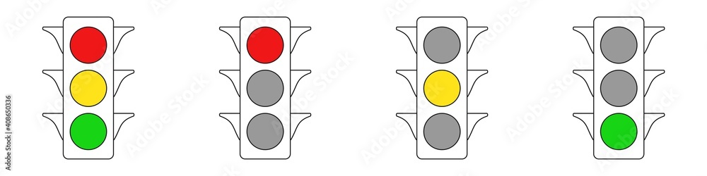 Traffic lights with control signal. Regulation illuminated with red ...
