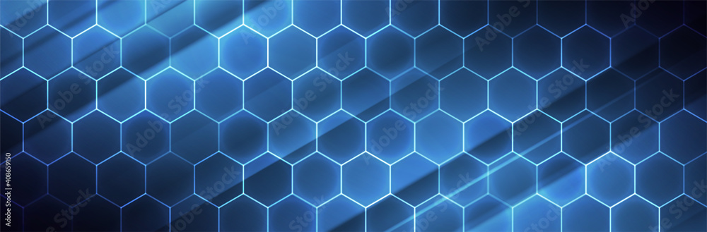 Hexagon background. Blue technology pattern. Futuristic backdrop. Hex ...