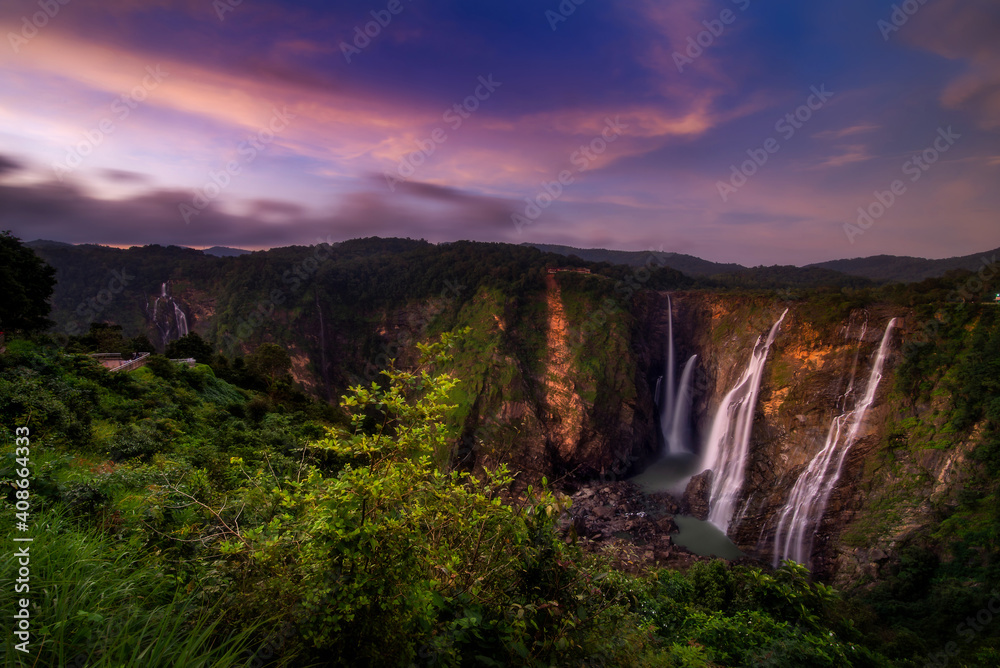 Jog Falls is a waterfall on the Sharavati river located in the Western ...