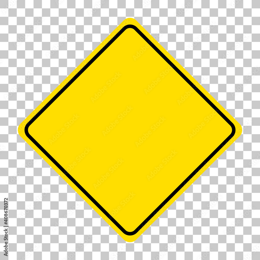 Yellow traffic warning sign on transparent background Stock Vector ...