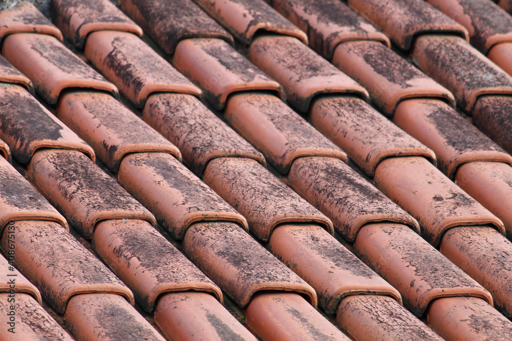 TEXTURA DE UM TELHADO COLONIAL VELHO, ES, BRASIL. Stock Photo | Adobe Stock