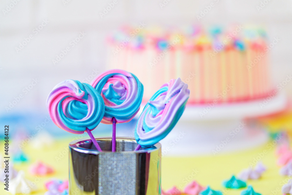 Lollipops Spiral Forms candy on pink background. Funny concept ...