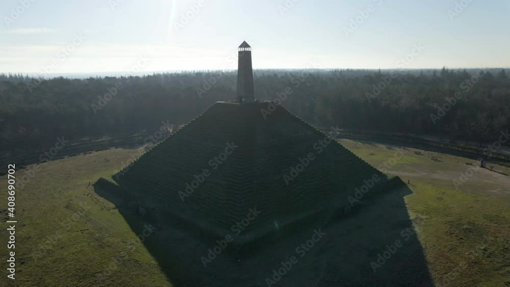 Jib up of Austerlitz Pyramid in the Netherlands on a sunny day. The ...