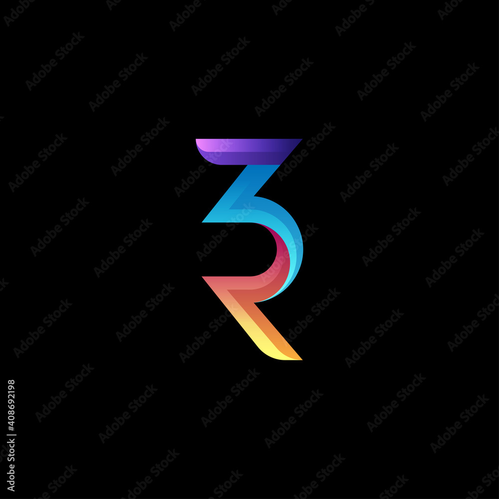 initial letter R3 logo vector colorful Stock Vector | Adobe Stock