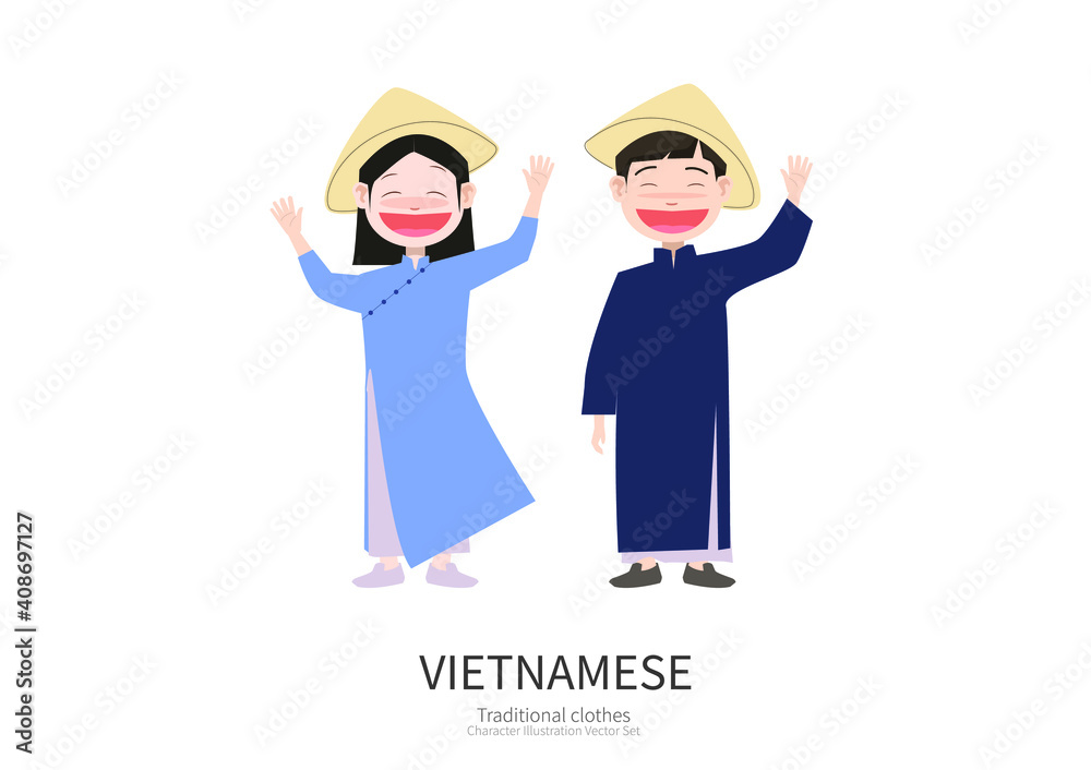 Character in Vietnamese traditional clothes. Stock Vector | Adobe Stock