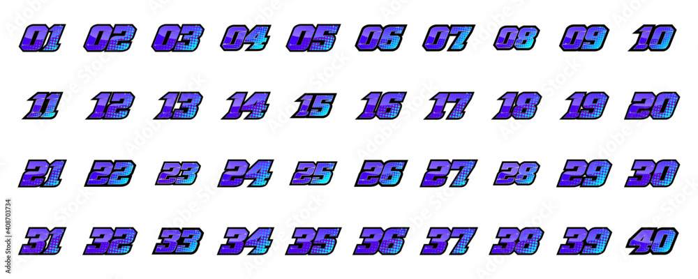 Set of racing number, start racing number, sport race number with ...