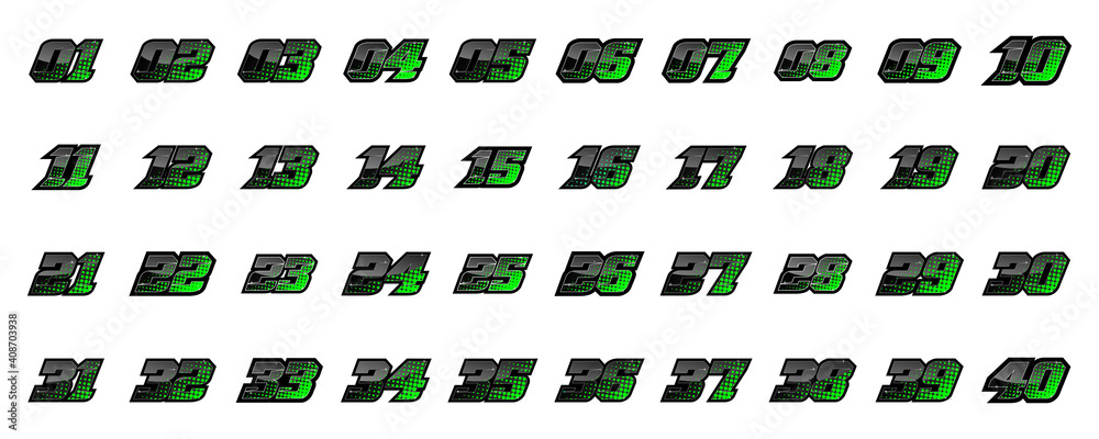 Set of racing number, start racing number, sport race number with ...