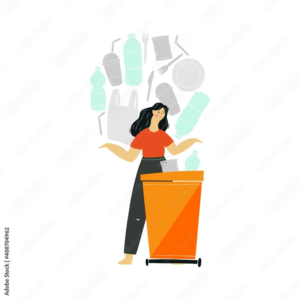Vector cartoon people in modern style. Vector illustration waste ...