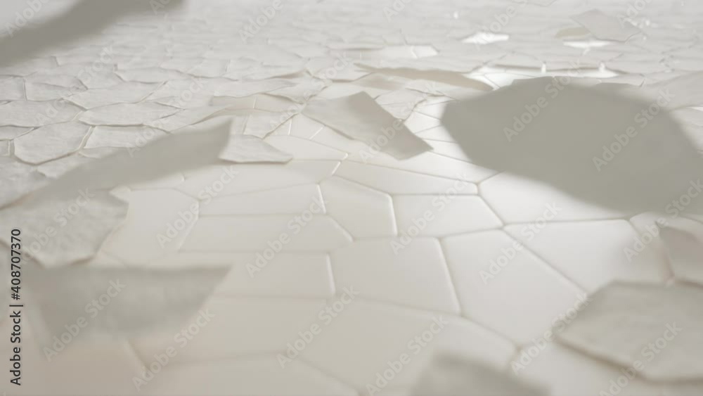 Dead epidermis cells peeling away from dry skin, 3d animation. Light ...