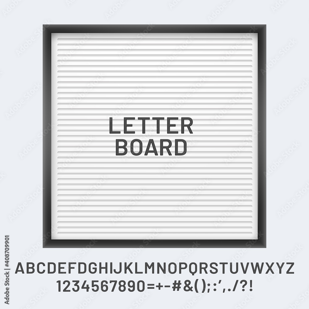 White letter board with font abc and numbers, letter billboard to ...